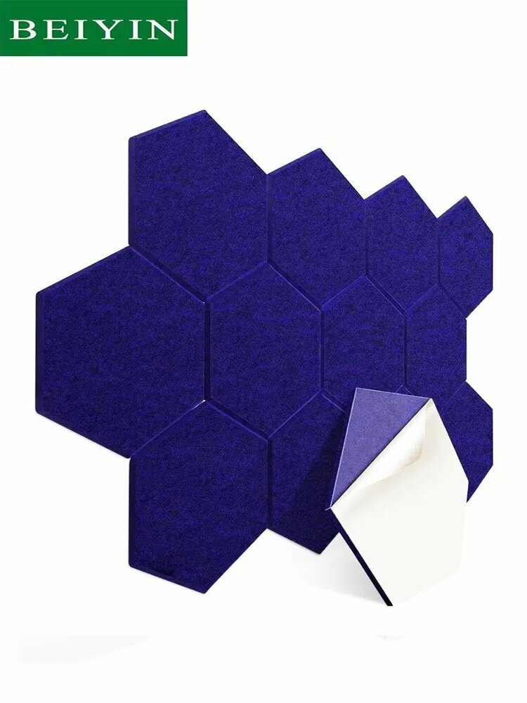 BEIYIN 12 шт. Шестиугольный самоклеящийся Звукопоглощающий материал 30X26CM Шумоизоляция для перегородок декоративные панели для стен
