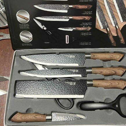 Набор кухонных ножей с покрытием из камня Maifan, 6 предметов, нержавеющая сталь, антипригарное покрытие, китайский набор кухонных ножей в подарок