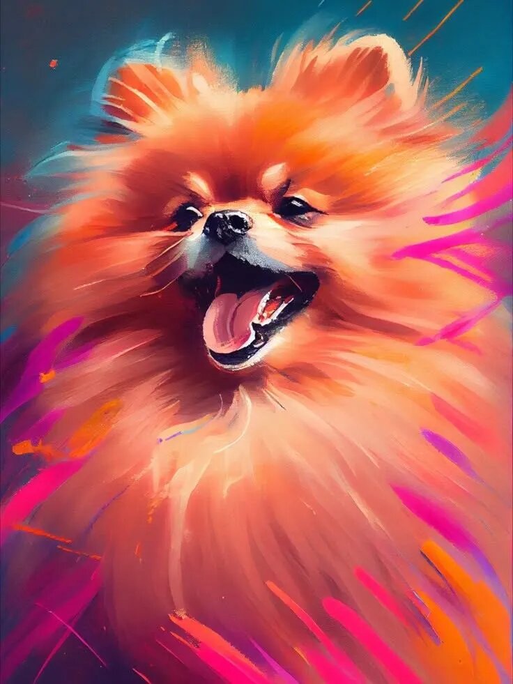 Алмазная Мозаика "Померанский Шпиц" 40x50 См Алмазная Вышивка / Картина Стразами Подарков / Украшения