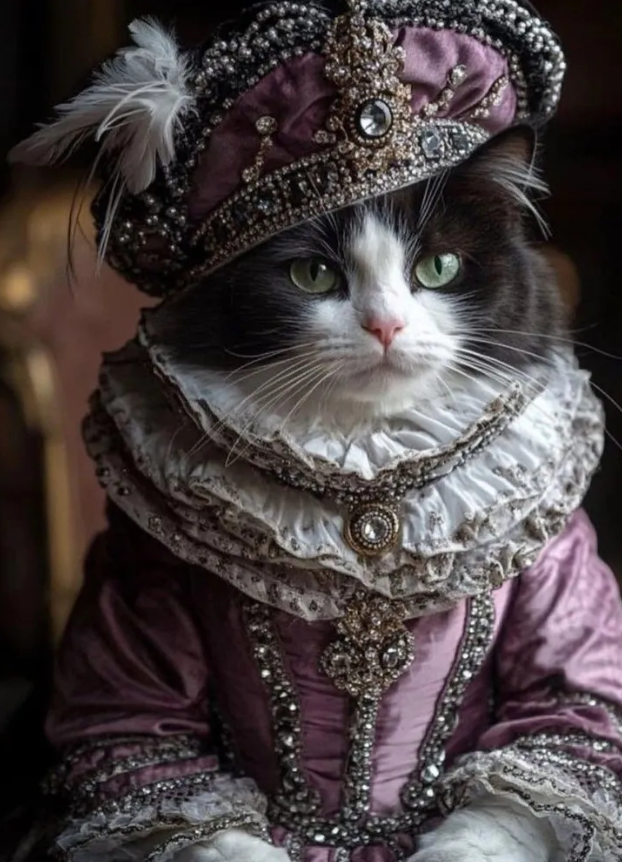 Алмазная Картина "Кошки: Серый Британский Кот С Короной" 5D Круглый Бриллиант 40x50См.