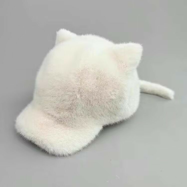 Плюшевая бейсболка с хвостом, осень-зима, женская, корейская версия, милые ушки, теплая, утиный клюв, студенческая, меховая, ветрозащитная шапка
