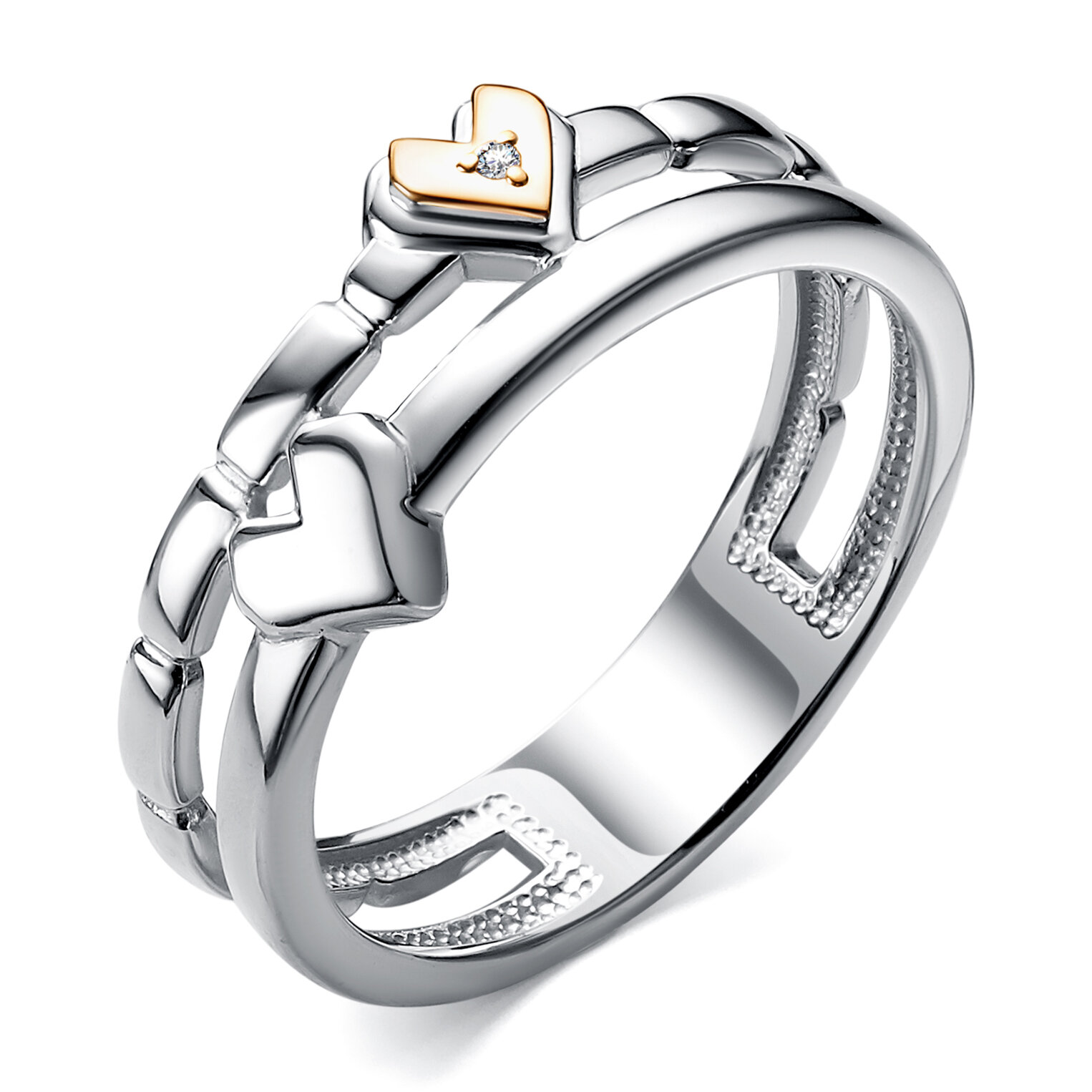 Кольцо, серебро, 925 проба, бриллиант