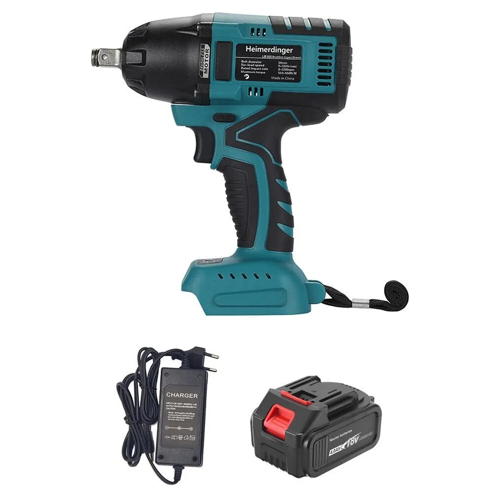 Бесщеточный аккумуляторный гайковерт Heimerdinger LB165, квадрат 1/2", 650 Нм, 1х4,0 Ач Li-Ion