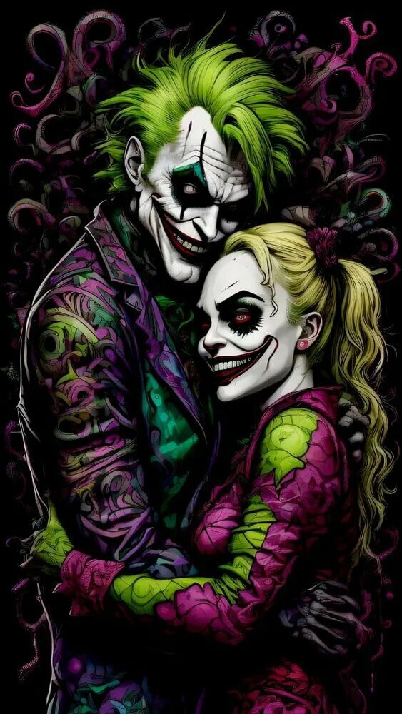 Алмазная Картина "джокер И Харли Квинн" 5D Круглый Бриллиант 40х50 См.