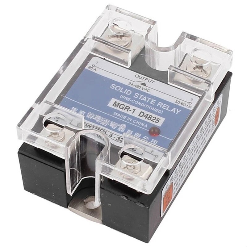 Однофазное твердотельное реле SSR 25 А, 3-32 В постоянного тока на 24-480 В переменного тока, управление постоянным током, освещение переменного тока, напряжение нагрузки D4825
