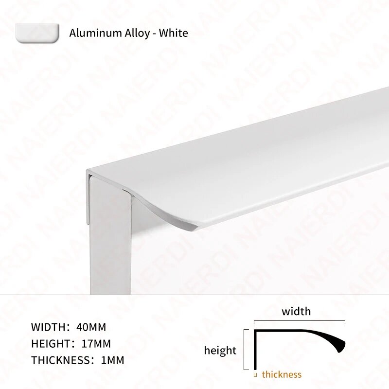 Ручки для шкафов NAIERDI Morandi серого цвета из алюминиевого сплава Length 400mm, 3 Arc Corner-White
