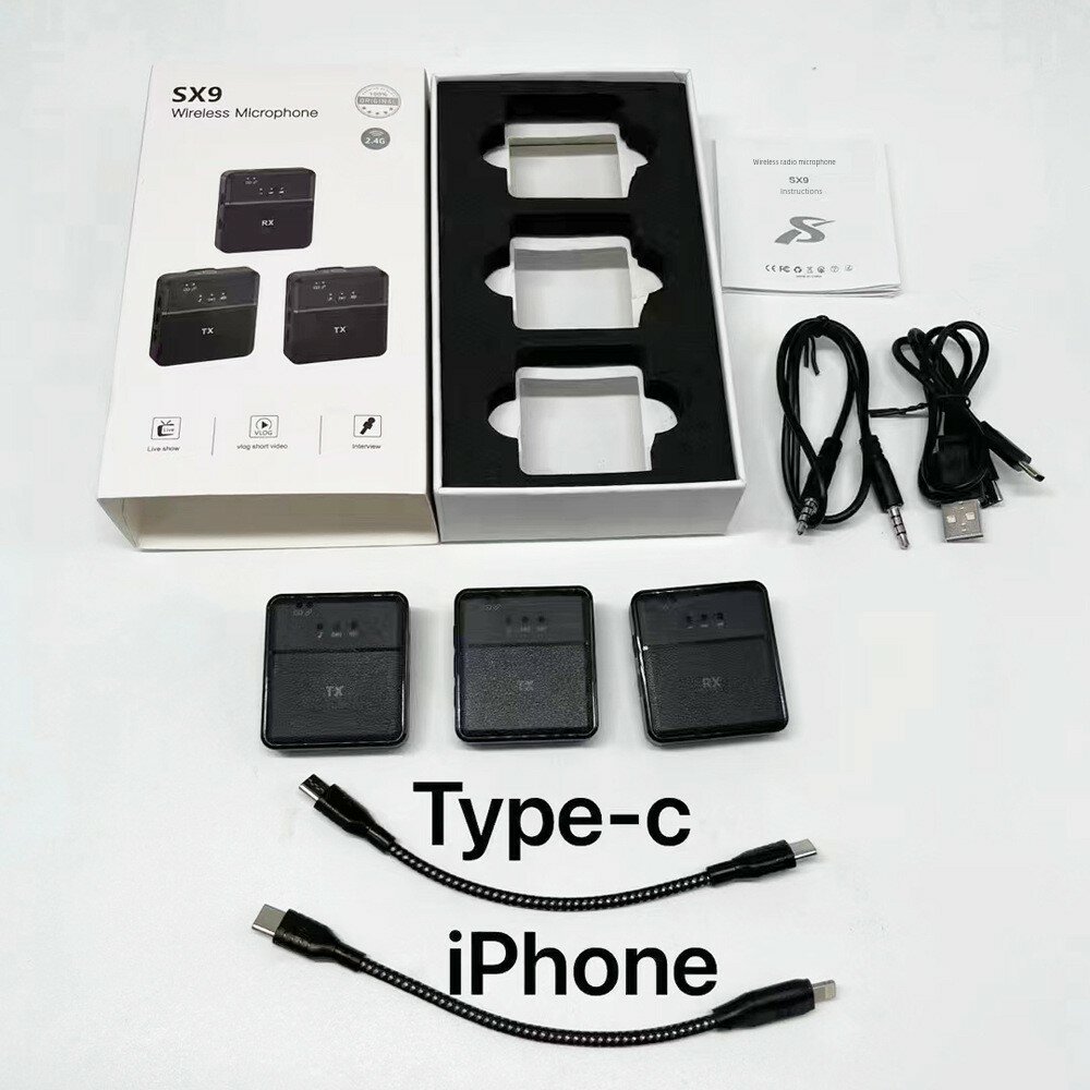 Беспроводной мини-микрофон для Type-C и iPhone с одним микрофоном — идеальный для видеоконтента