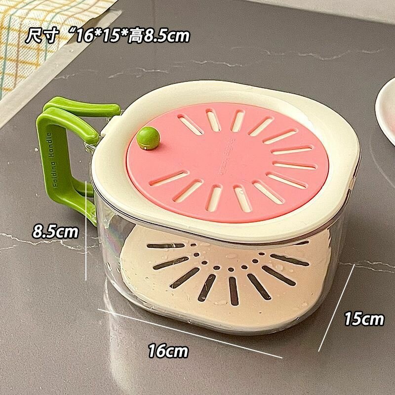 Высококачественная милая корзина для слива, многофункциональная корзина для мытья фруктов, кухонная корзина с ручкой и крышкой, контейнер для сохранения свежести