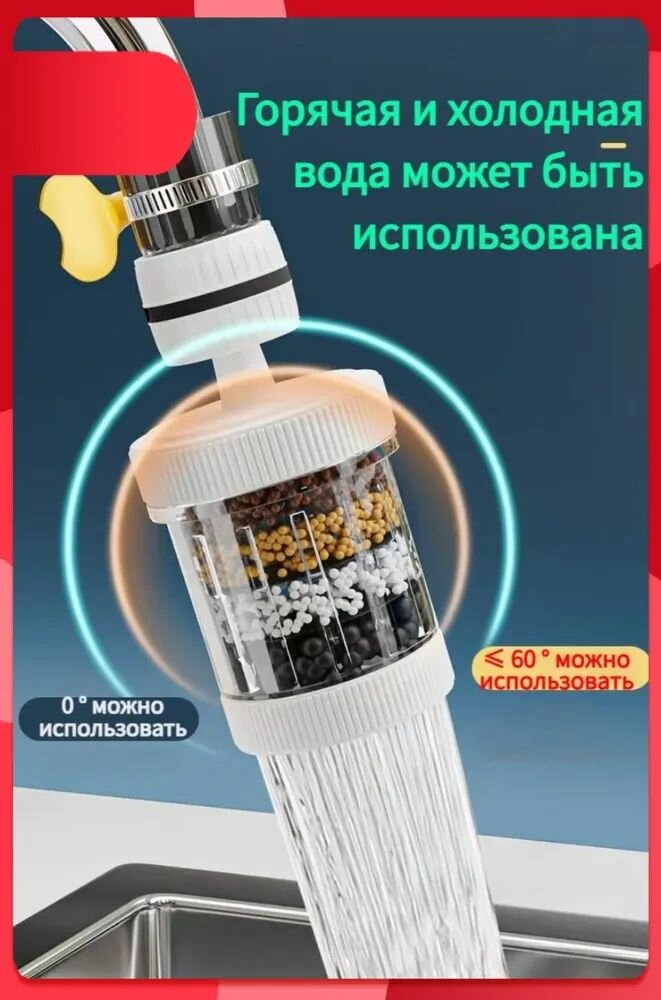 Фильтр для воды, быстрый шесть слоев универсальный антиплеск для кухни