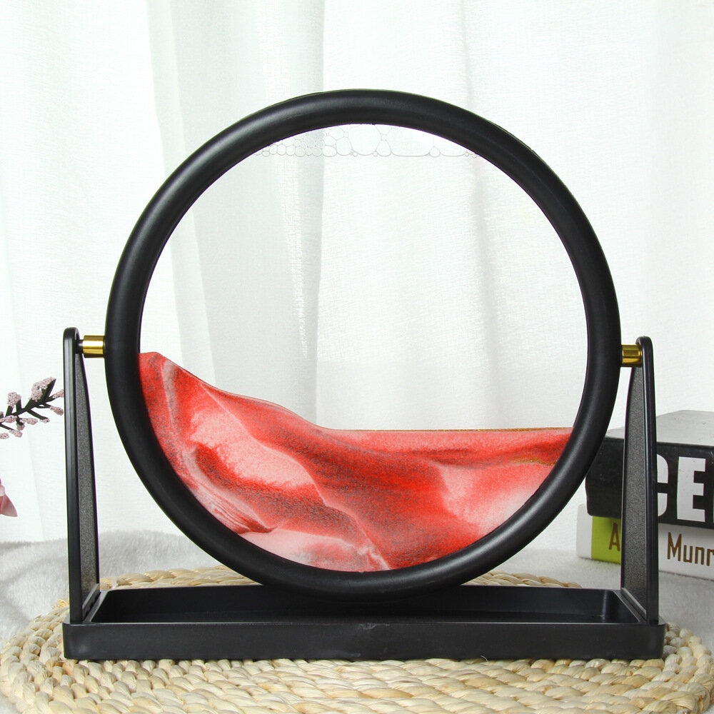 3D песочные часы, арт с текучим песком, креативное украшение, легкая роскошь для гостиной, офиса, настольное украшение, стеклянный круг с текучим песком