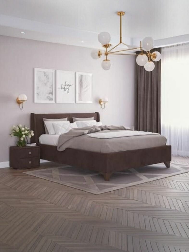 Кровать "Лорен" в ткани микровелюр с подъемным механизмом