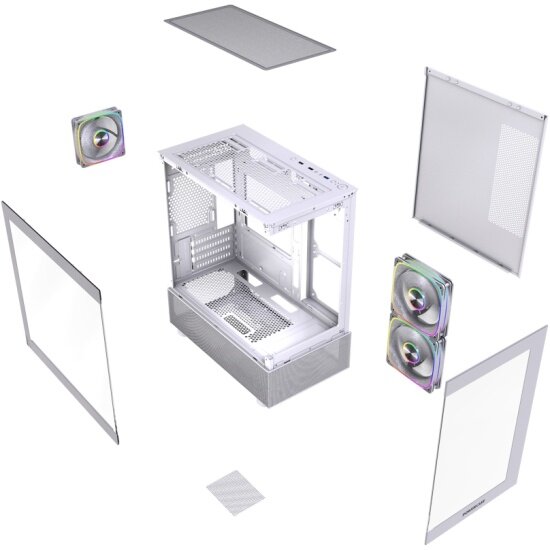 Корпус Powercase Vision Micro M2 ARGB, белый (CVMWM2-A3) — фото 1