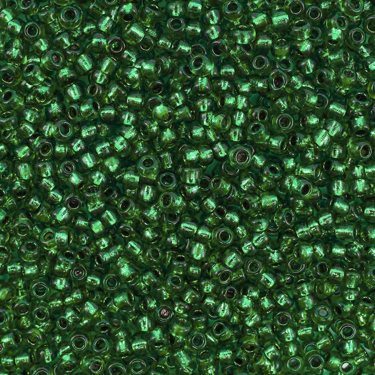 Бисер для плетения 11/0, 20г*10 упак, стекло, Astra&Craft (53А изумрудный, прозрачный с серебристым центром)