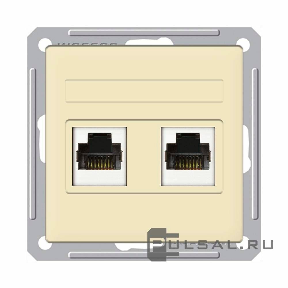 Розетка телефонная RJ11 + компьютерная RJ45 Cat.5e (UTP) Schneider Electric двойная пластмасса слоновая кость