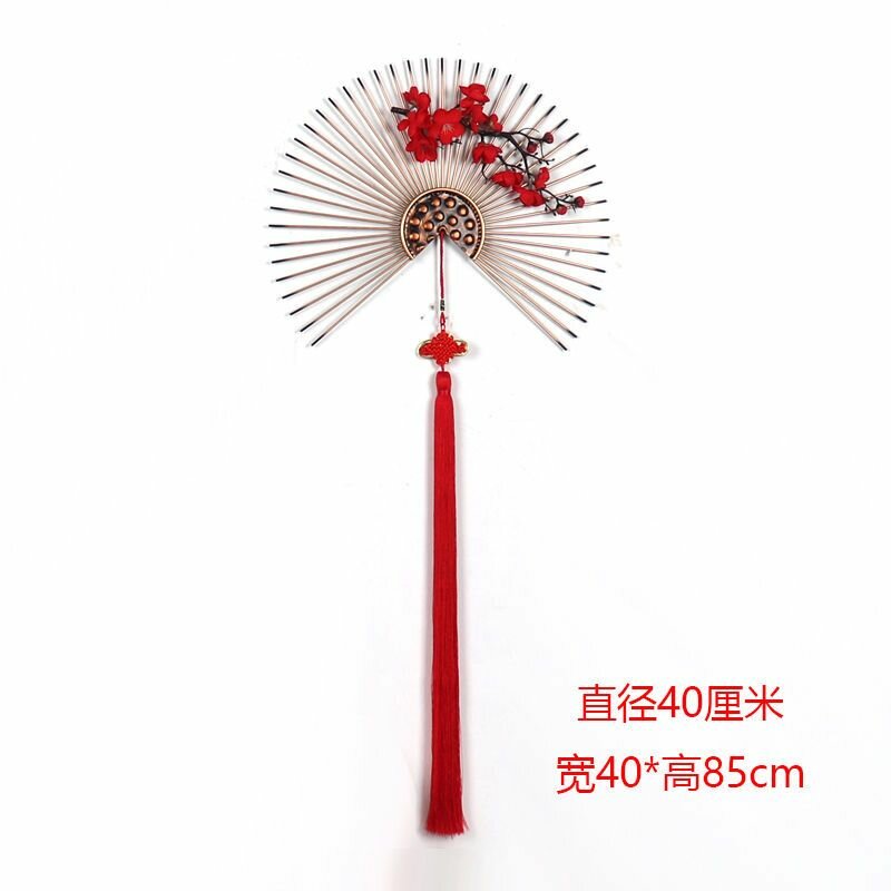 Новая китайская стильная железная художественная настенная декорация в виде веера с цветами сливы, подвесное изделие для гостиной, дивана, телевизора, входной стены, креативное подвесное украшение, легкая роскошь