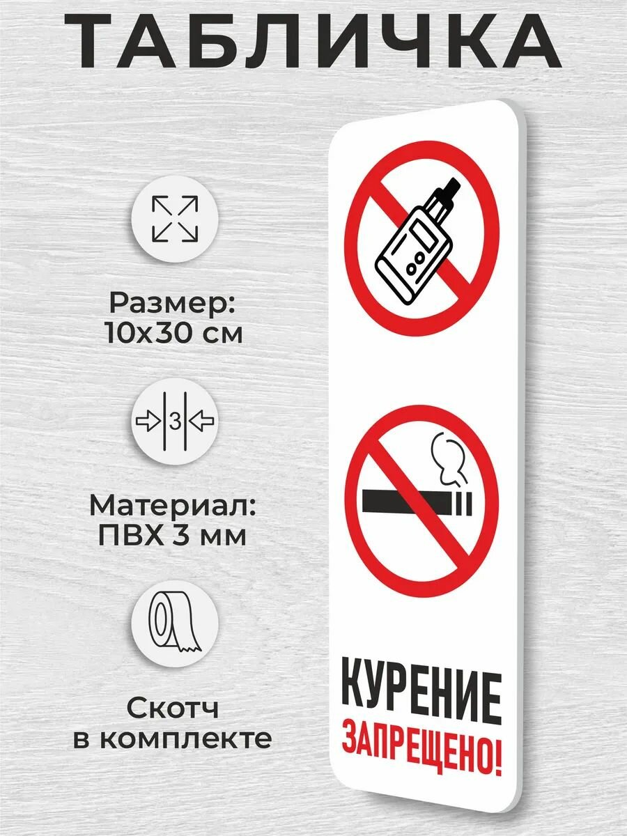 Табличка на дверь Курение сигарет и вейпов запрещено