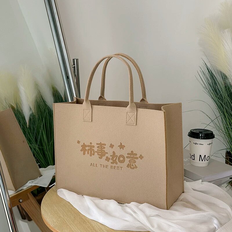 Сумка из фетра, красная сумка, сумка с индивидуальным логотипом, подарок, большая вместимость, сумка-тоут, ручная сумка, подарочная сумка для покупок