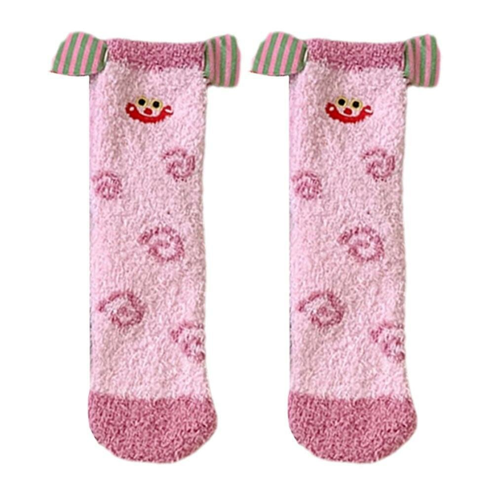 Женские пушистые носки до середины икры из мультяшного кораллового флиса