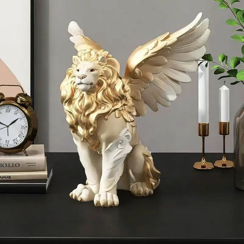 Крылатый лев, грифон статуэтка из смолы, мифический символ защиты и успеха, интерьерный декор