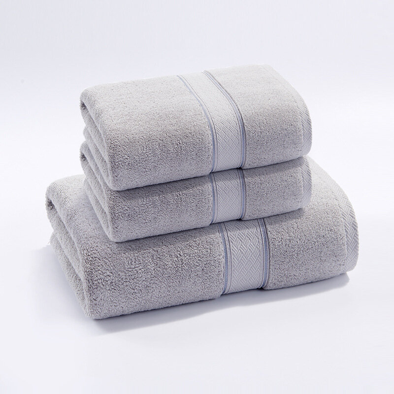 Новый комплект больших полотенец для взрослых, 100% хлопок, утолщенные, унисекс.