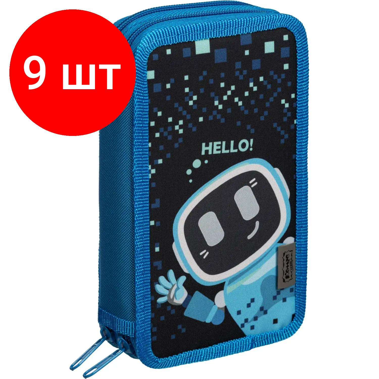 Комплект 9 штук, Пенал Robot Hello 2 отд, ткань, 190х110 мм, ПКТ 11-20