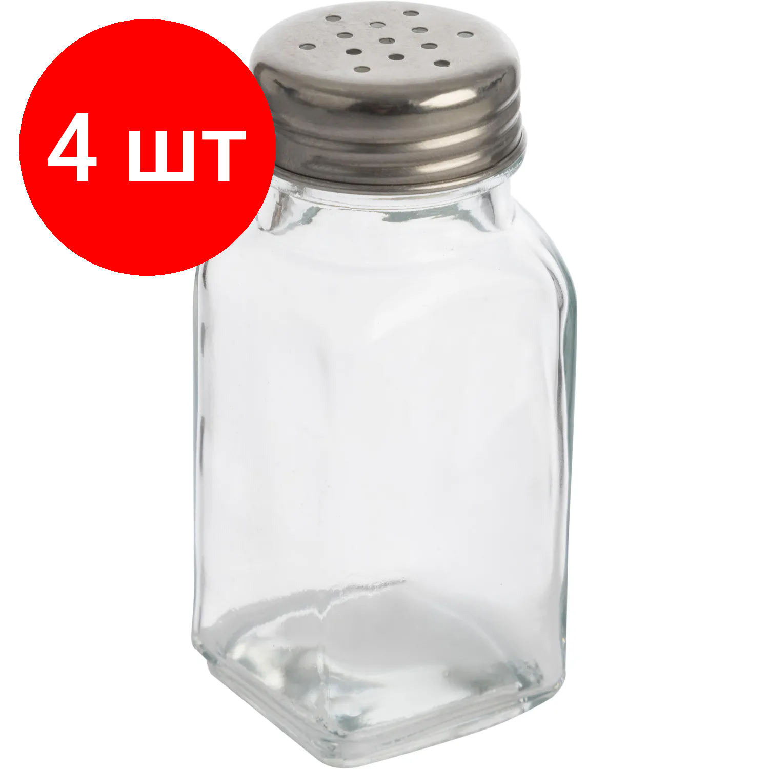 Комплект 4 штук, Солонка/перечница SPEZIA, объем 80 мл (стекло, нерж. сталь)