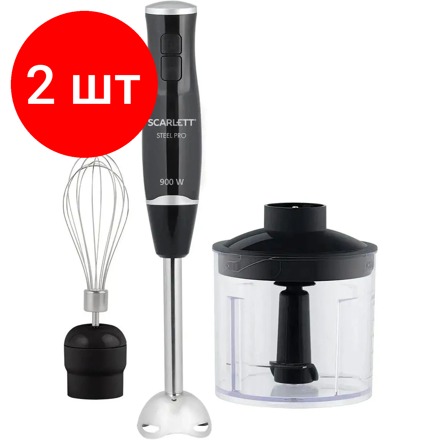 Комплект 2 штук, Блендер SCARLETT SC-HB42F08, погружной, 900Вт, черный