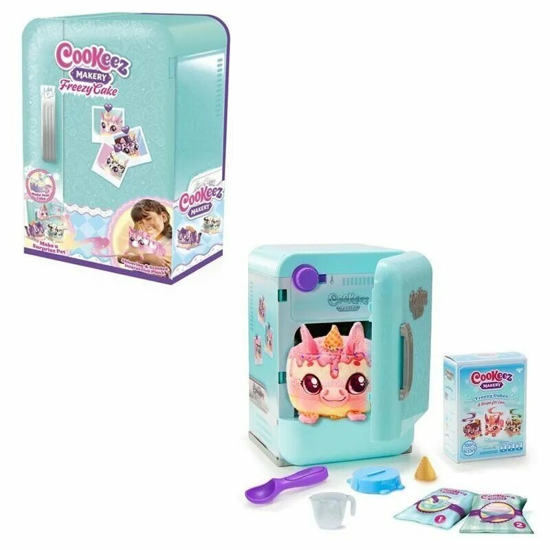 Moose Cookeez Makery Freezy Cake / Детский интерактивный набор мягких плюшевых игрушек с игрушечной моделью холодильника и аксессуарами для детей от 3 лет и старше