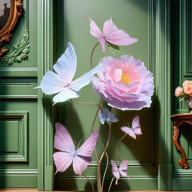 Художественная бабочка из бумаги, реалистичные 3D цветы, декорации для сцены, романтическая свадебная церемония, искусственные цветы для оформления сцены