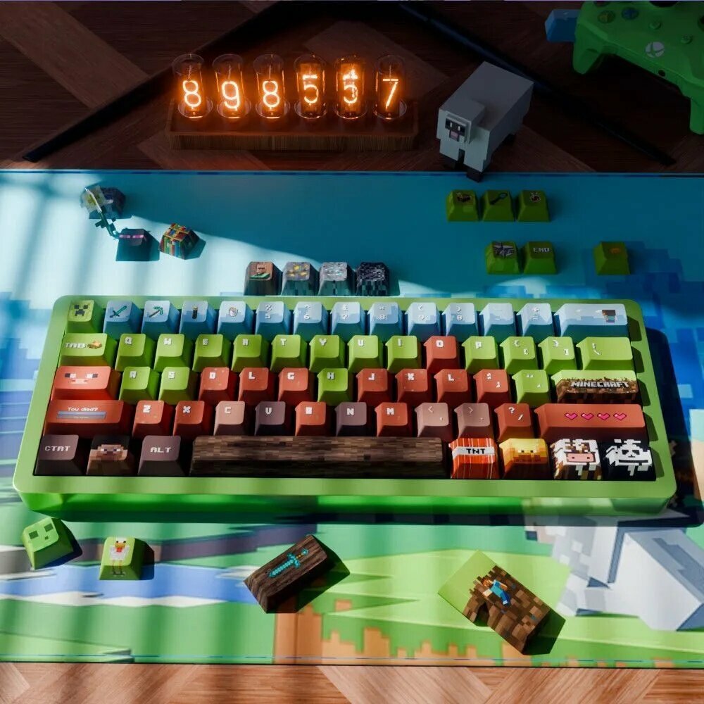Кейкапы для механических клавиатур Minecraft,139штук-Русские наклейки для клавиатуры в подарок