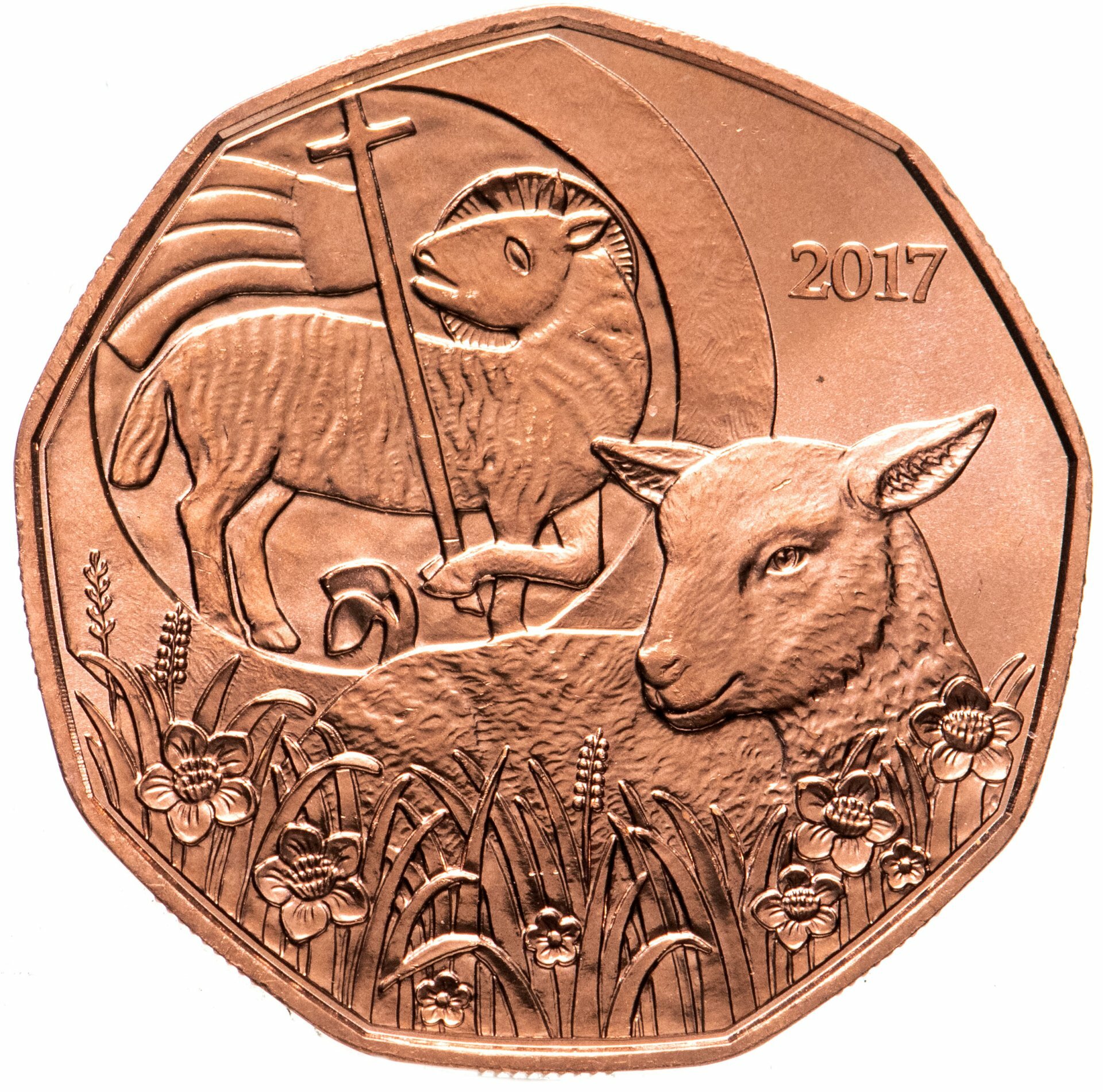 Австрия 5 евро euro 2017 "Пасхальный агнец", Медь, в сохранности UNC