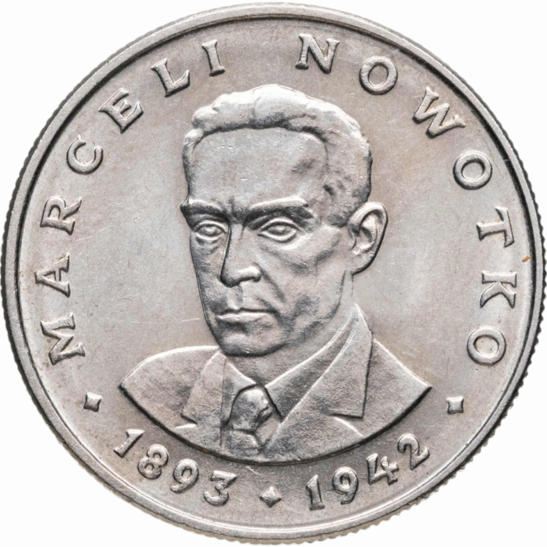 Польша 20 злотых zlotych 1974 "Марсель Новотко", Мельхиор медь-никель, в сохранности UNC