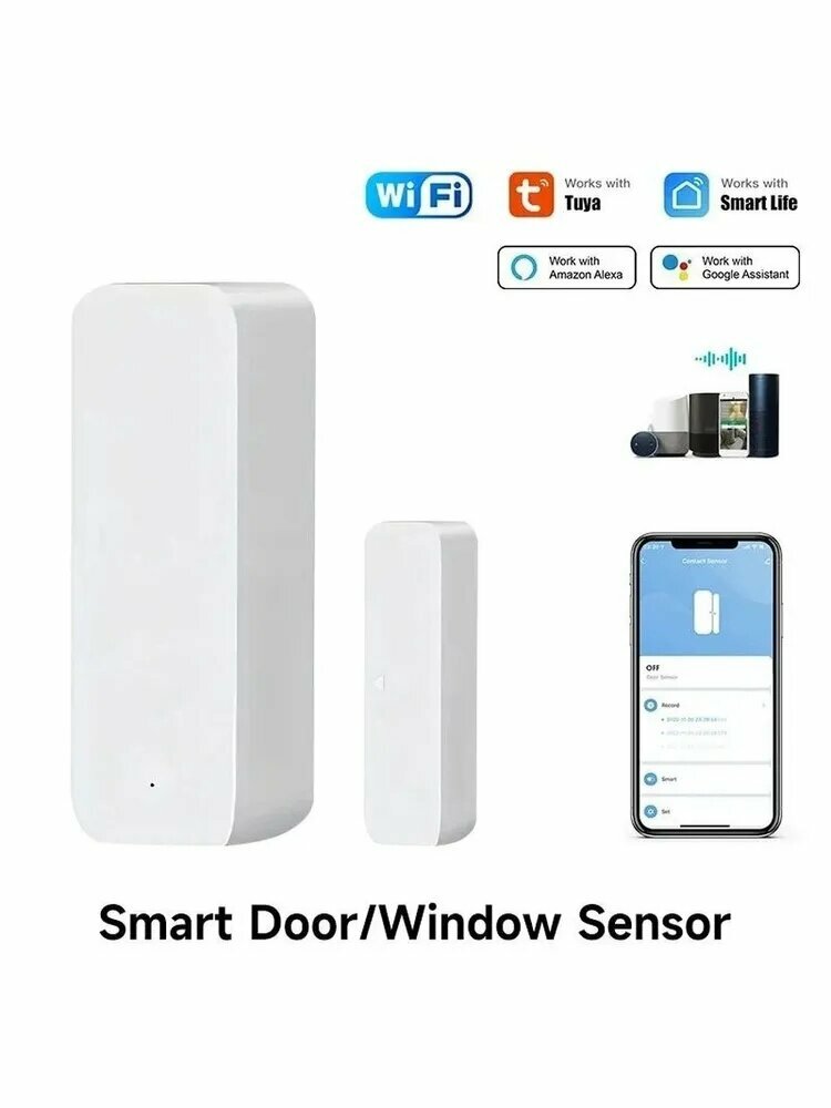 Датчики дверей и окон, Wi-Fi, монитор открывания/ закрывания дверей, умный дом, дистанционное управление через приложение