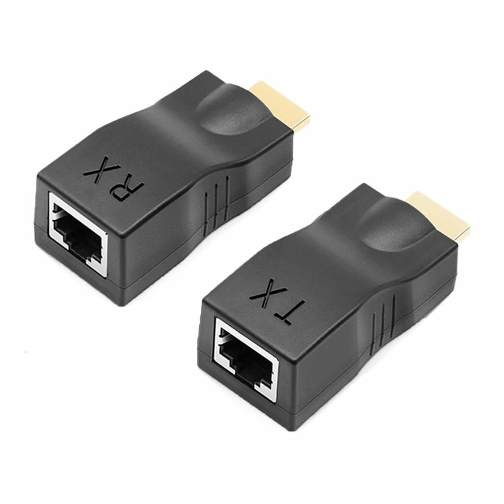 Пара адаптеров HDMI в RJ45, до 30 м, 1080p, Черный