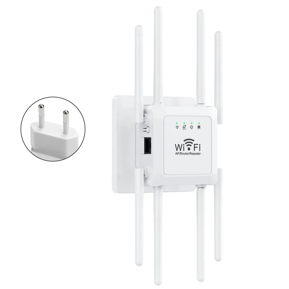 8-антенный беспроводной ретранслятор Wi-Fi, усилитель сигнала 300 Мбит/с, вилка европейского стандарта
