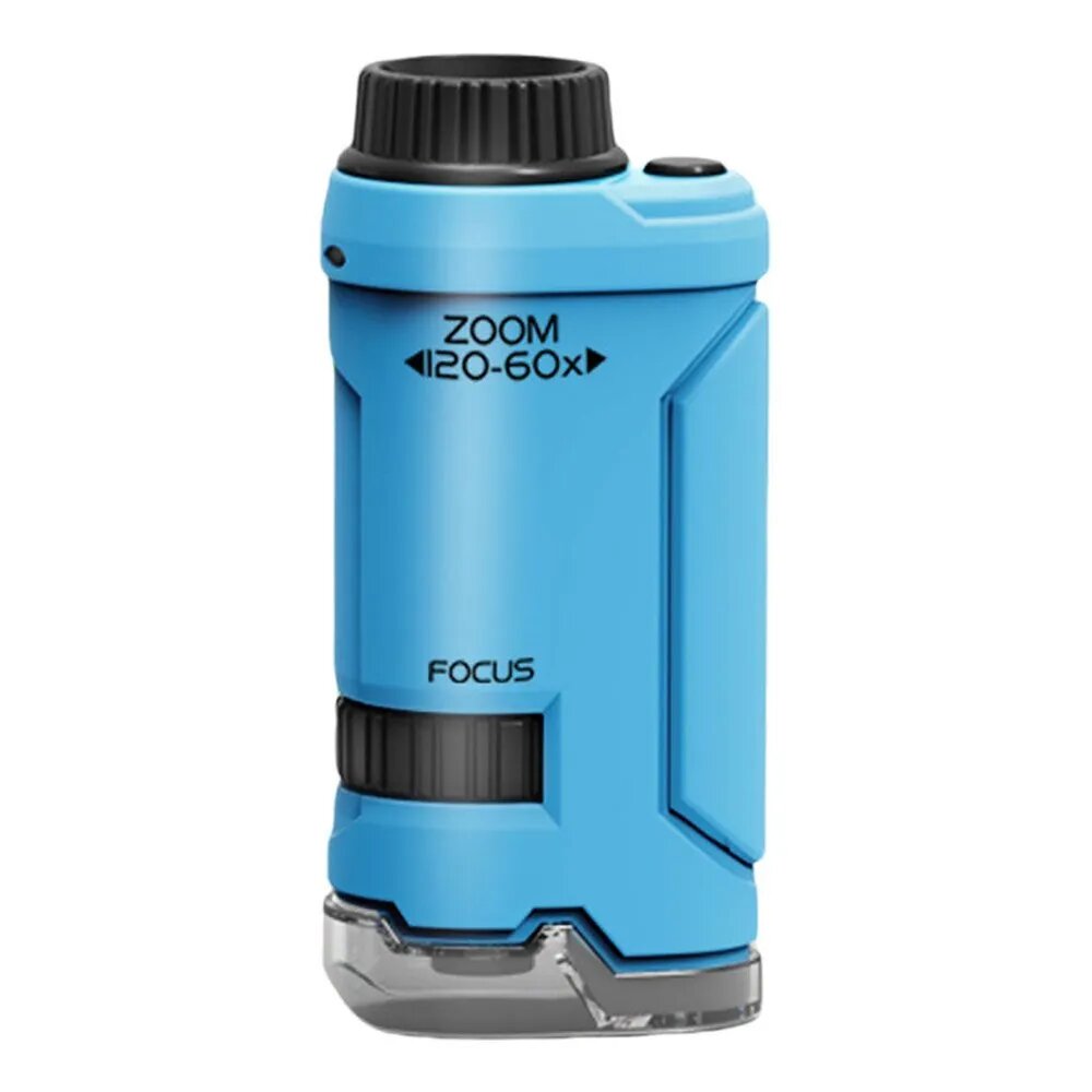Детский ручной микроскоп с подсветкой, 60 120 крат, синий