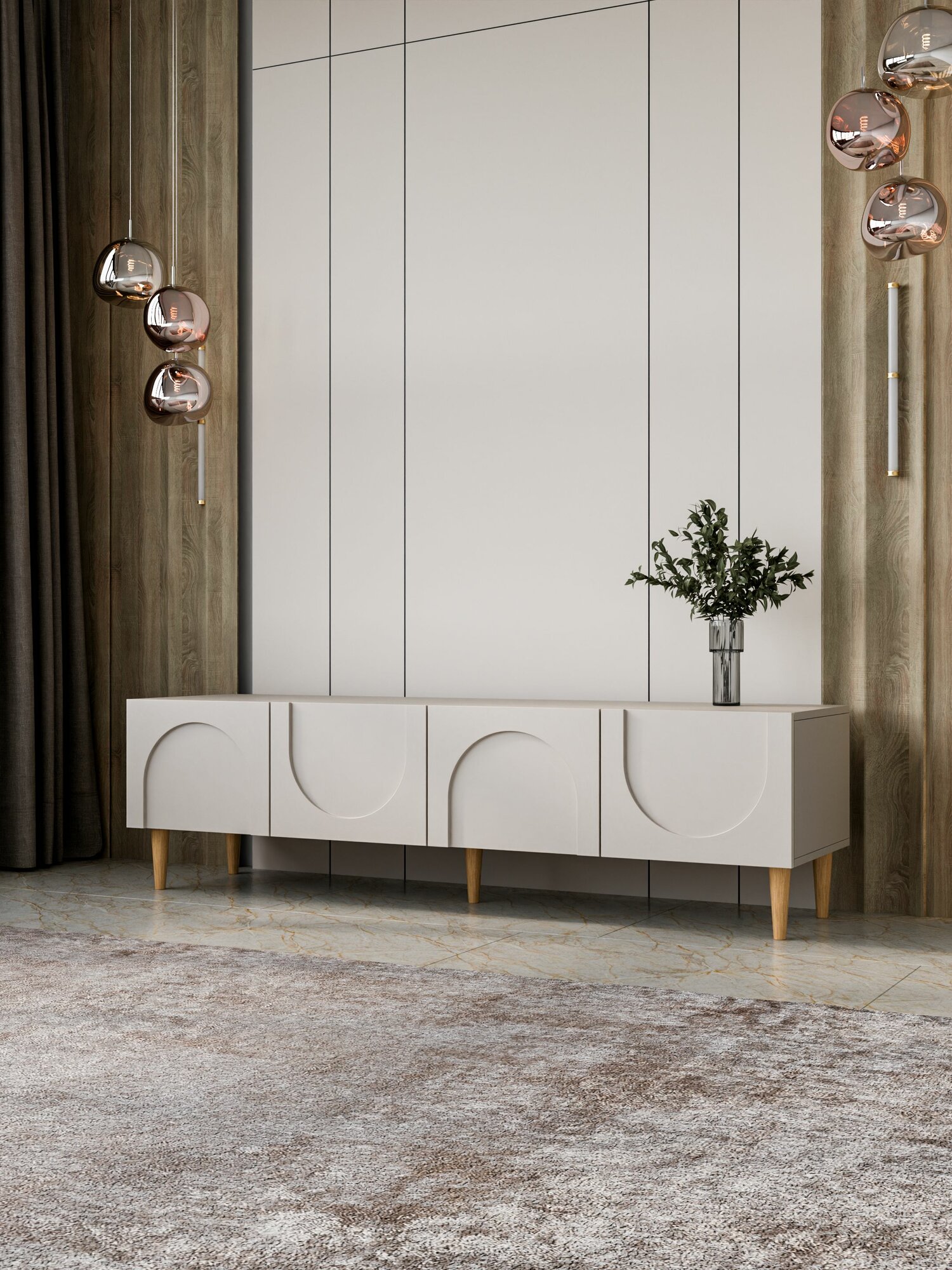 Тумба под телевизор напольная MTO-Profi "Санта" кашемир 160х30х45см