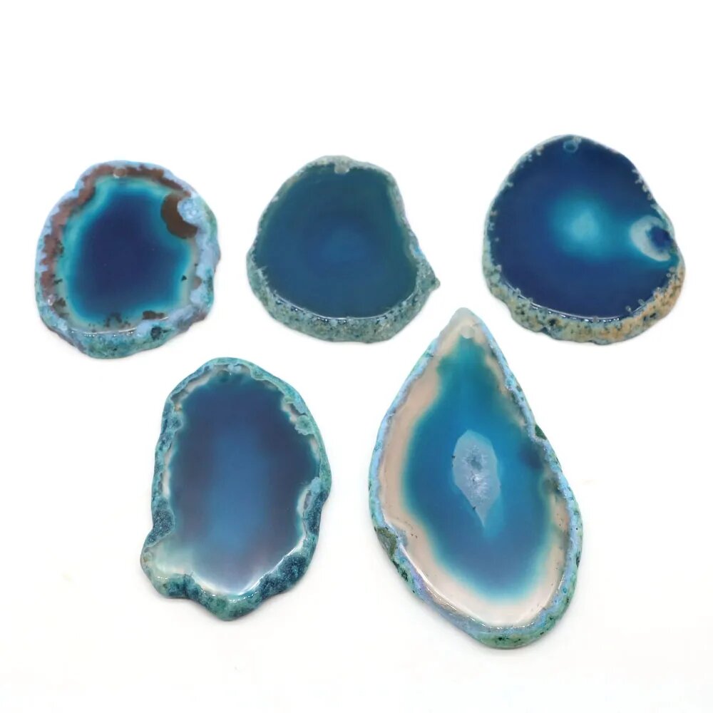 Натуральный оникс с агатом, ломтики, подвески, Jin Shi Yuan 5PCS, Blue