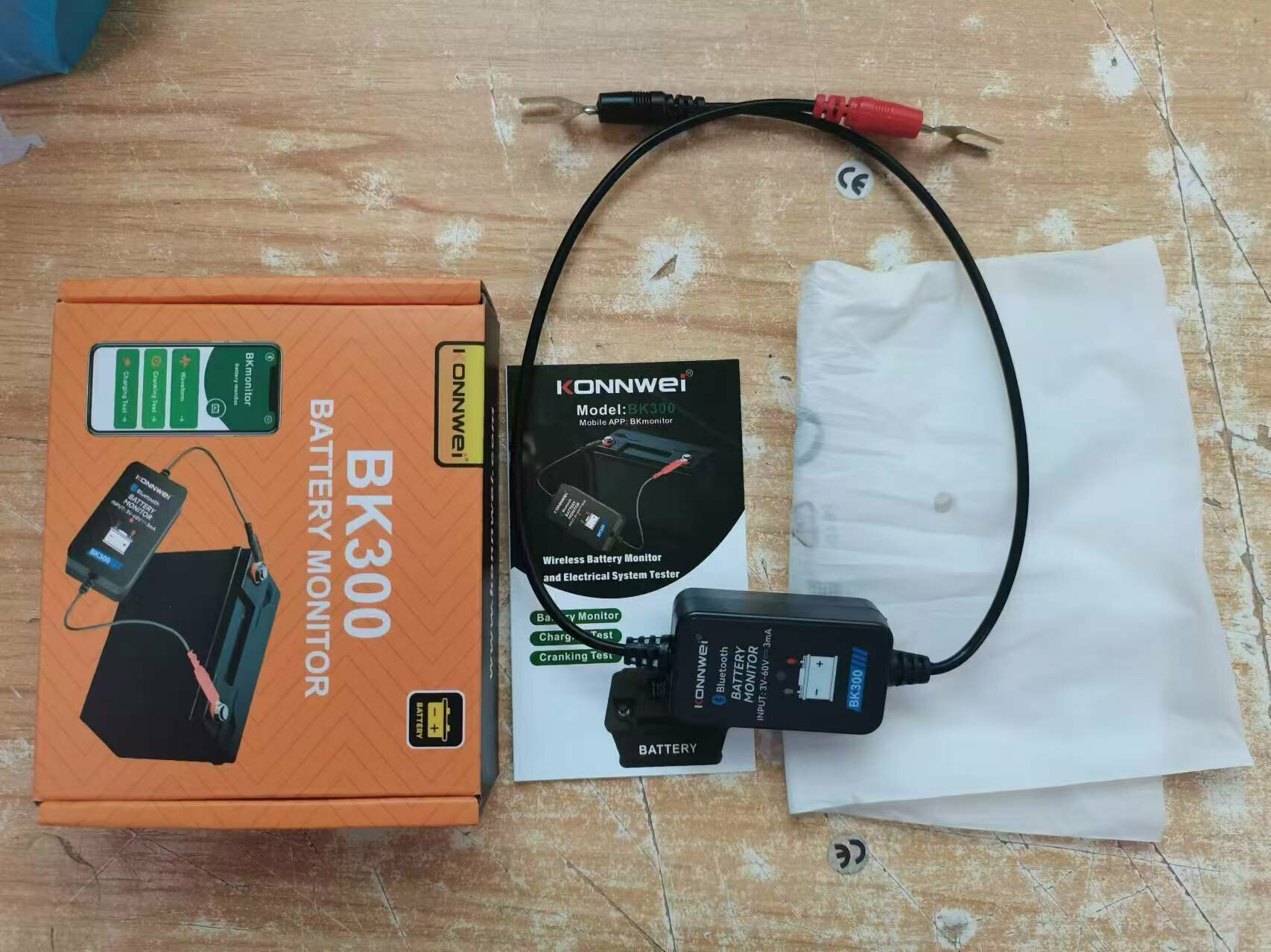 KONNWEI BK300 Wireless Battery Monitor and Electrical System Tester BT 5.0 Интеллектуальный Контроль Формы сигнала При Проворачивании и Зарядке Тестового напряжения для 12 В 24 В Затопленных, AGM Плоских, Спиральных, EFB, VRLA, гелевых, Литиевых