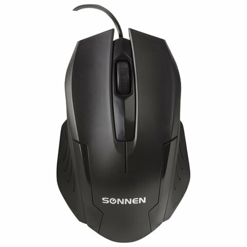 2 шт. Мышь проводная SONNEN М-713, USB, 1000 dpi, 2 кнопки + колесо-кнопка, оптическая, черная, 512637