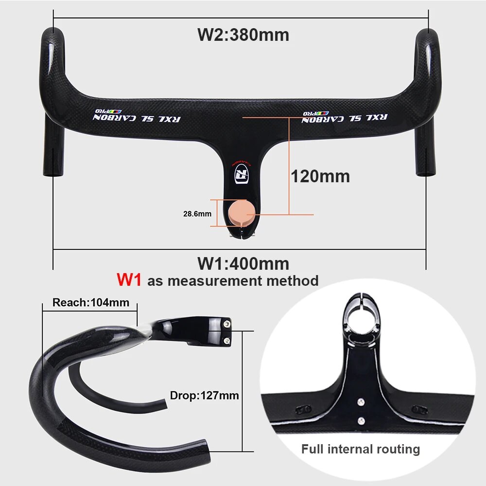 RXL SL Карбоновый дорожный руль 400/420/440 мм 3K glossy 400x120