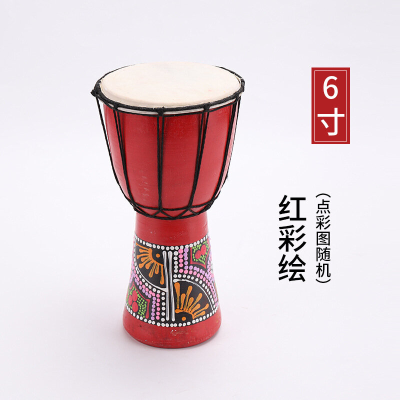 Африканский барабан 6inch 4inch ручной барабан африканский барабан из козьей кожи, цельный деревянный, выдолбленный, реквизит для съемки, раскрашенный музыкальный инструмент для детей