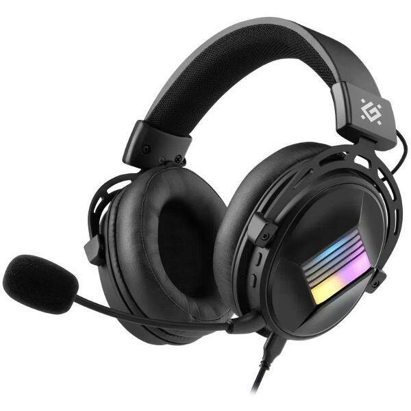 Игровые наушники Defender Flux черный, RGB, провод 2 м