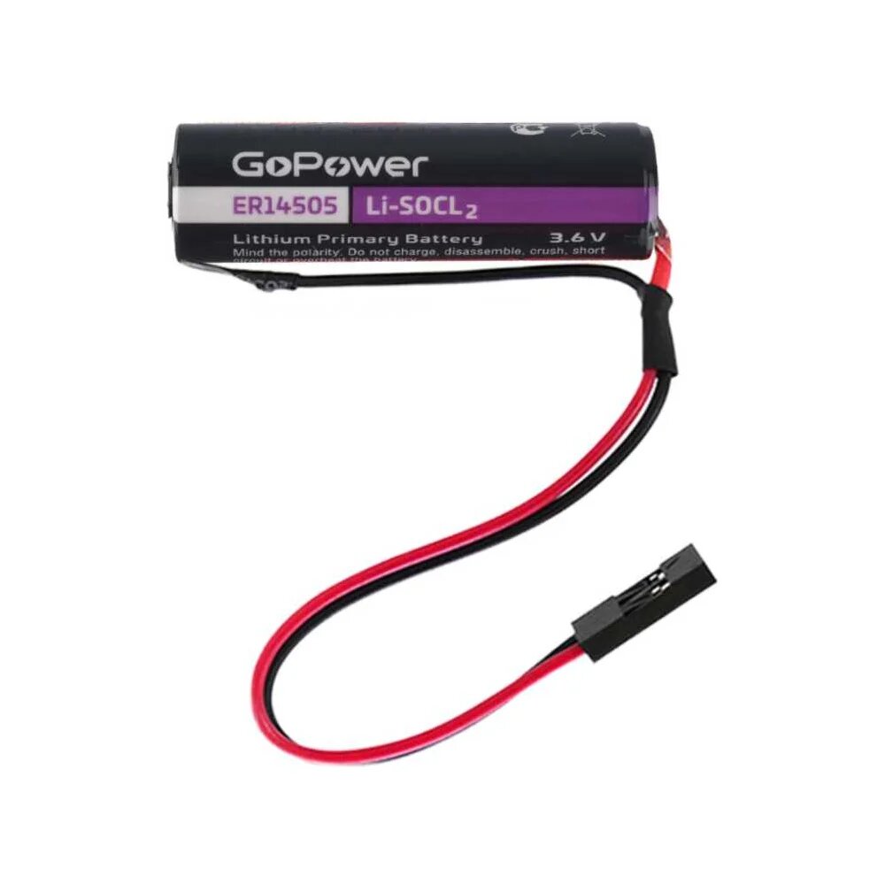 Батарейка GoPower ER14505 Li‑SOCl2 с коннектором Dupont 00-00031776 литий‑тионилхлоридный элемент, температурный