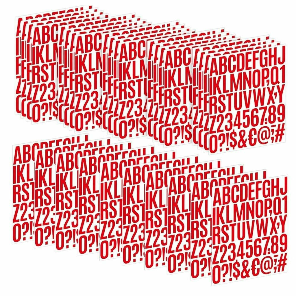 Золотые наклейки с буквами и цифрами, красный