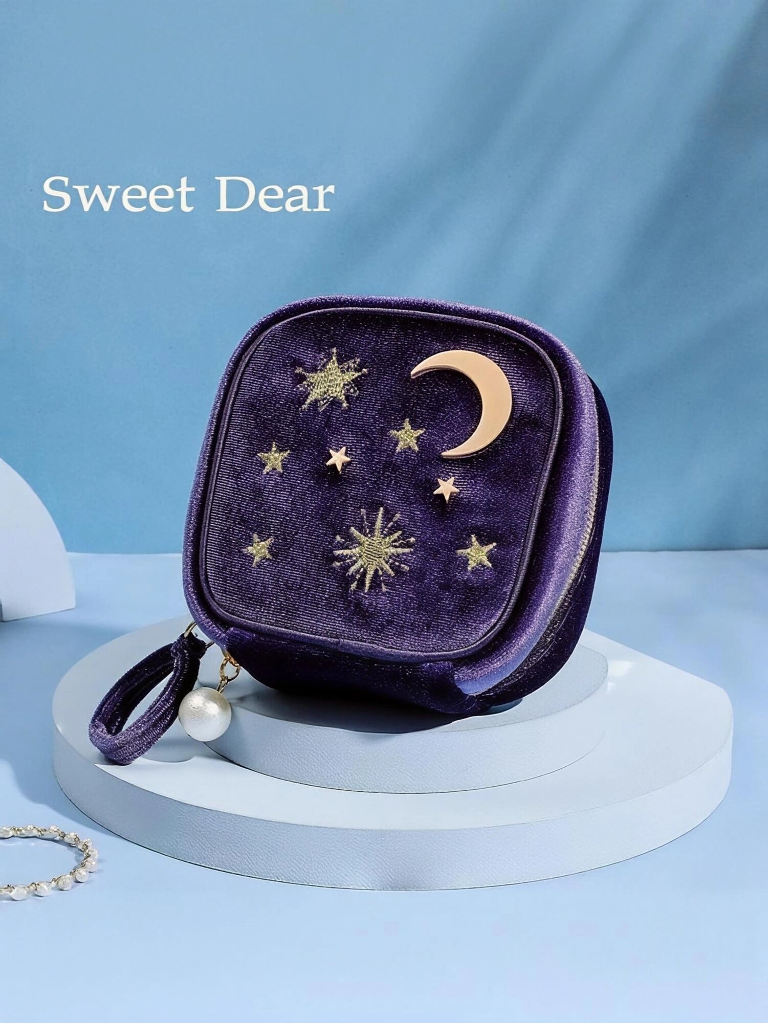 Шкатулка-подставка для украшений JR1160, бархат, 10,5x10,5х5 см