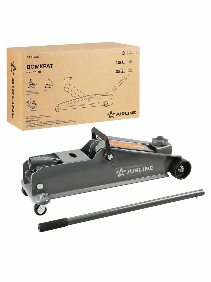 Домкрат подкатной 3т 140-435 мм, AIRLINE AJ3F430