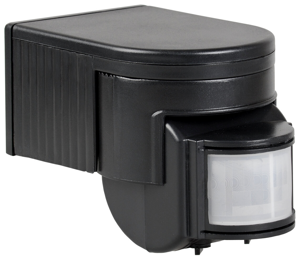 Датчик движения IEK ДД 012, черный, максимальная нагрузка 1100 Вт, угол обзора 180 градусов, дальность 12 м, IP44