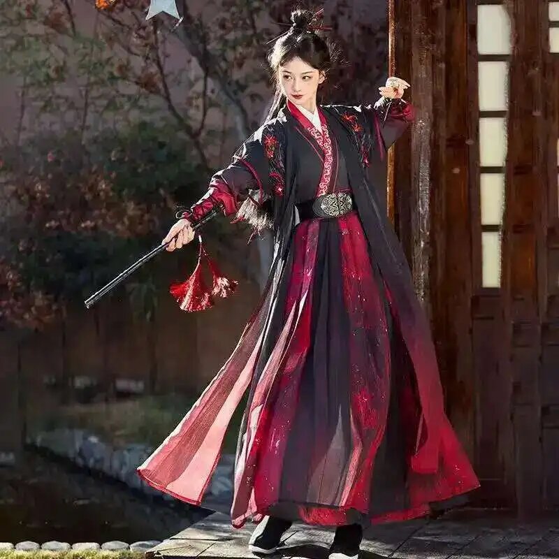 Черно-красное платье ханьфу Beizi для косплея M