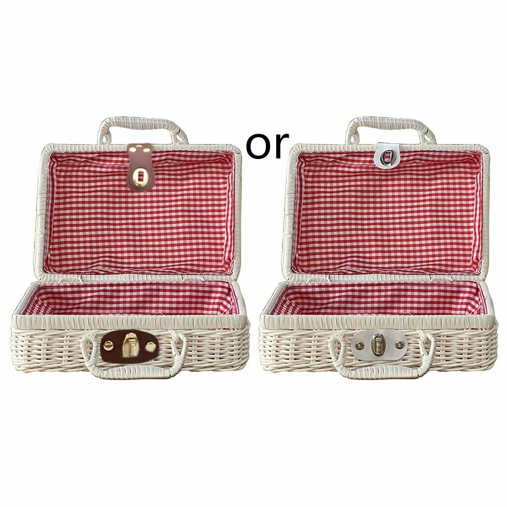 Чемоданчик из ротанга для хранения ювелирных изделий, Белый - 40X30X18 СМ